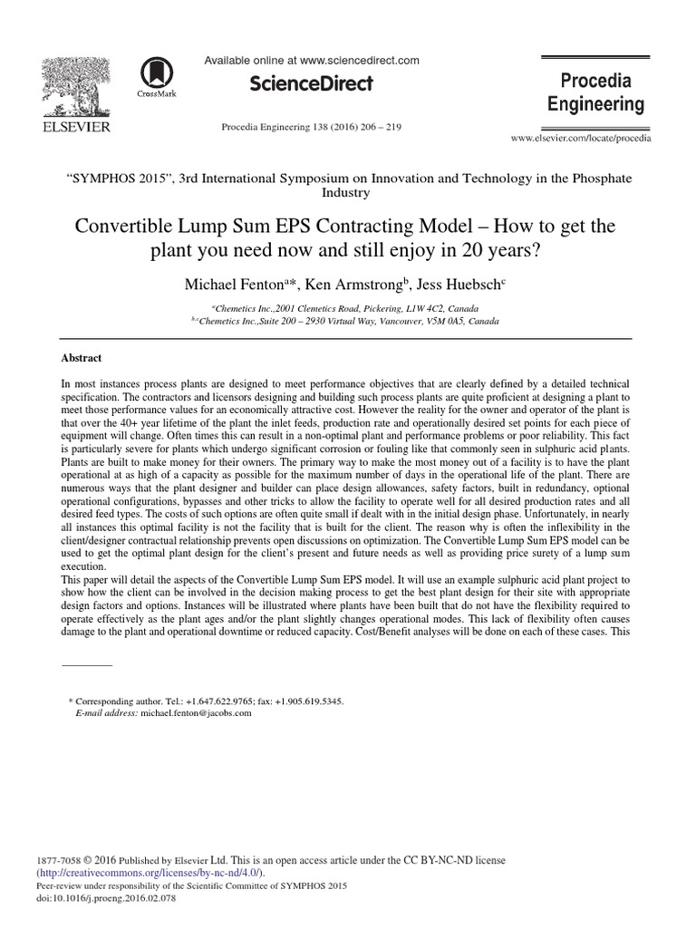 Convertible Lump Sum EPS Contracting Model - How To Get The Plant You ...