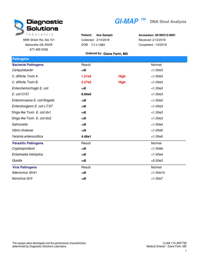 GI-MAP Test Results for Patient Sample | PDF | Clinical Pathology ...