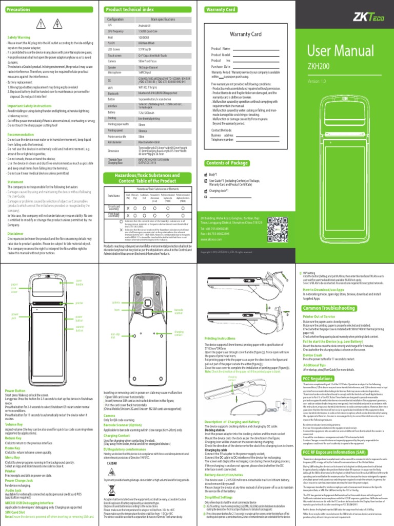 ZKH200 User Manual | PDF | Radio | Electromagnetic Interference
