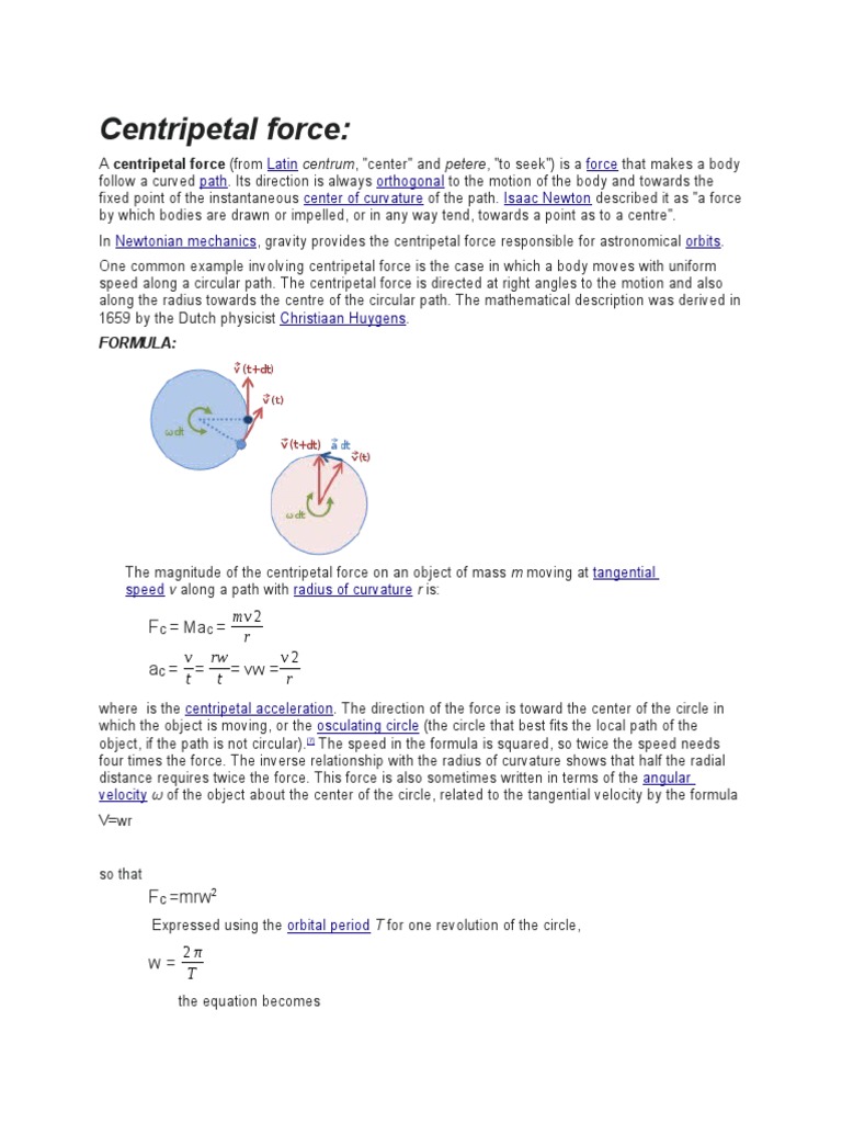 Centripetal Force | PDF | Acceleration | Force