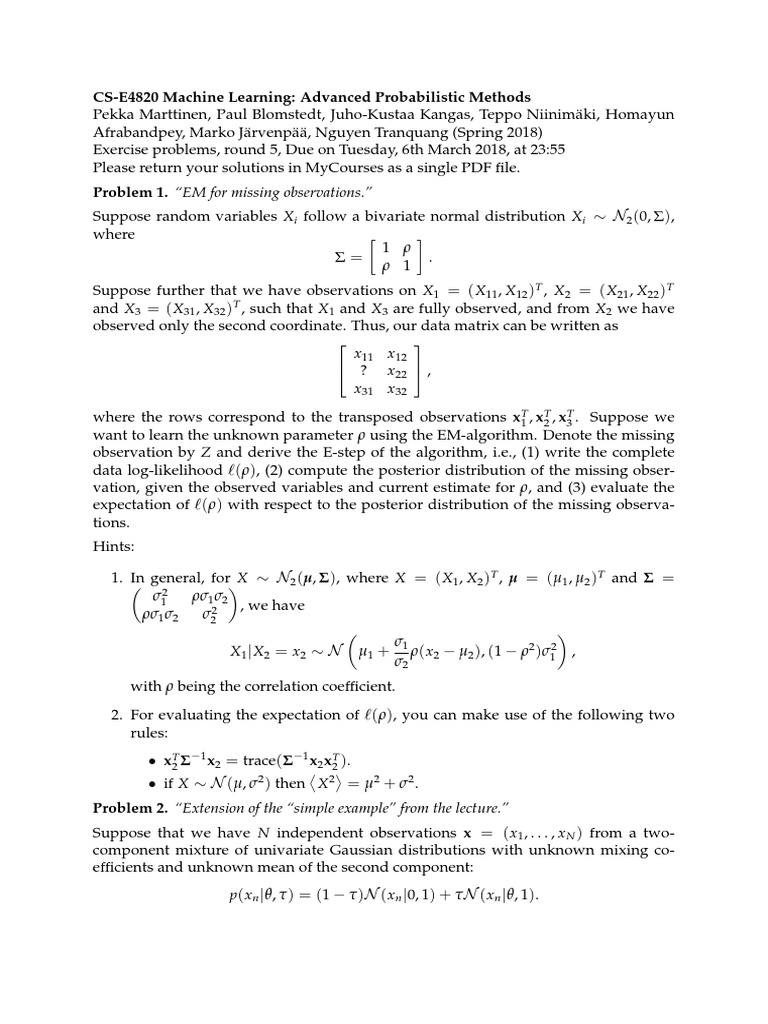 ML Probabilistic Methods Exercise 5 | PDF | Statistical Theory | Statistics