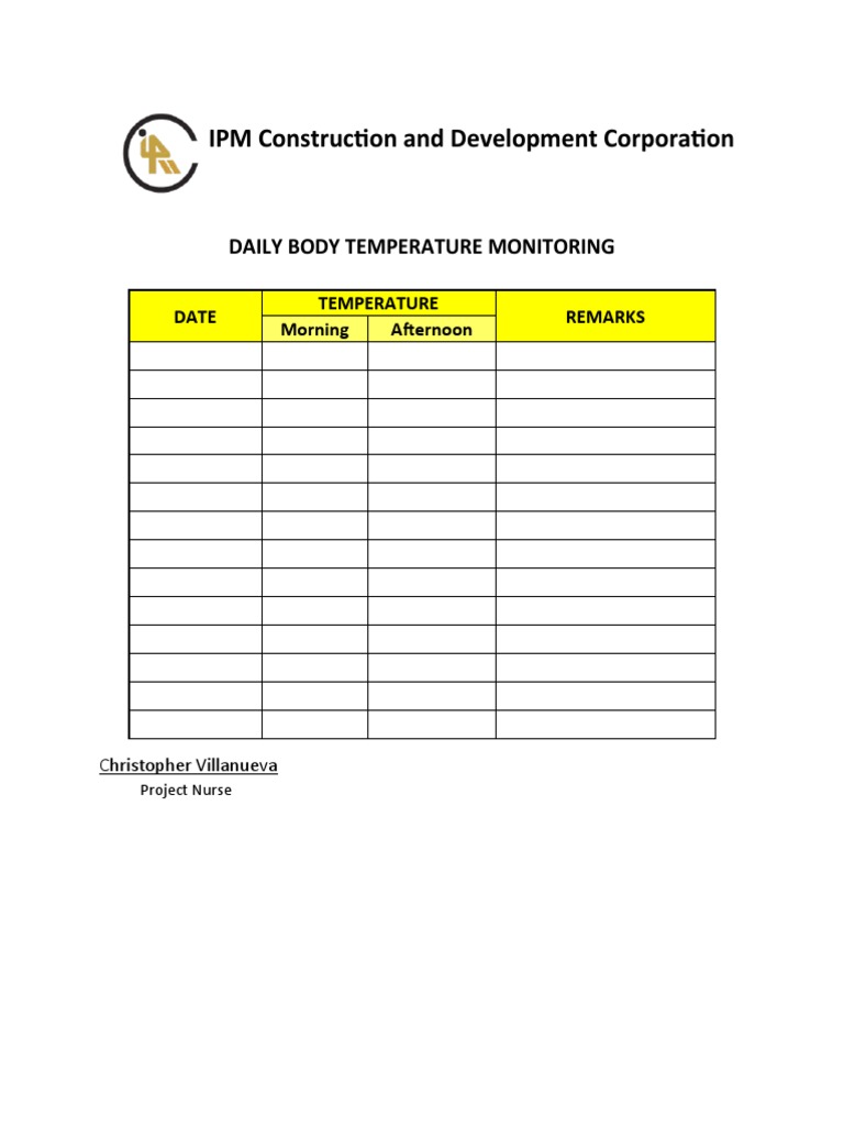 Daily Body Temperature Monitoring | PDF