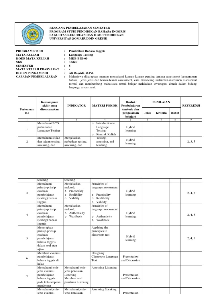 RPS Language Assessment | PDF
