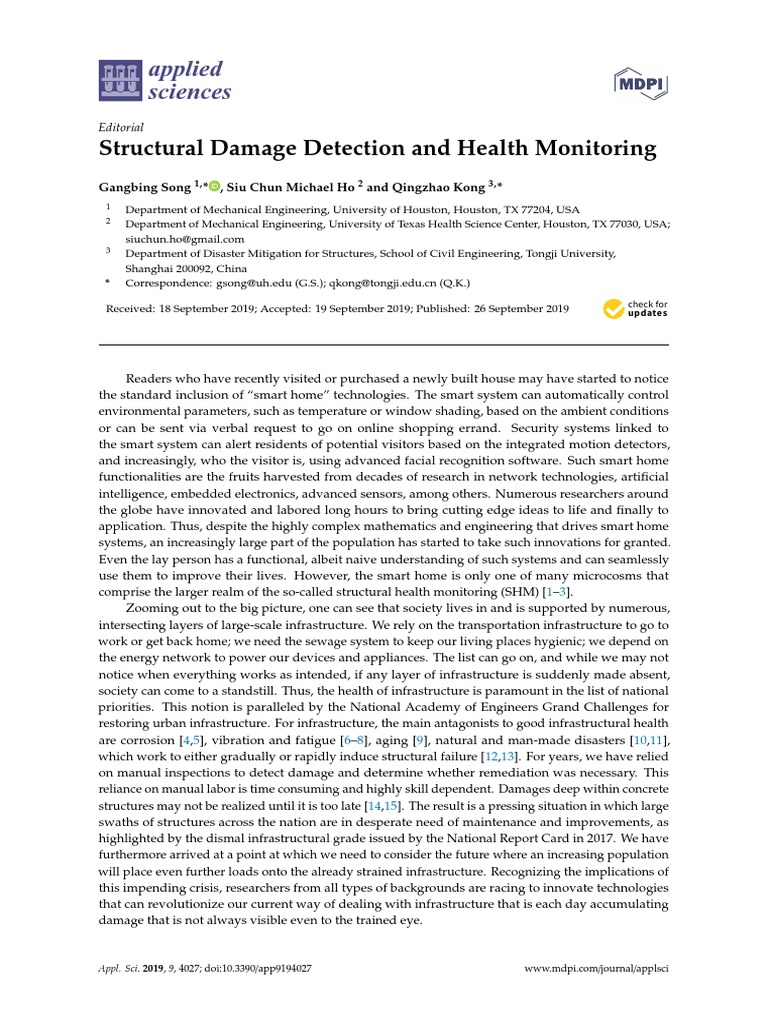 Structural Damage Detection and Health Monitoring | PDF | Civil ...