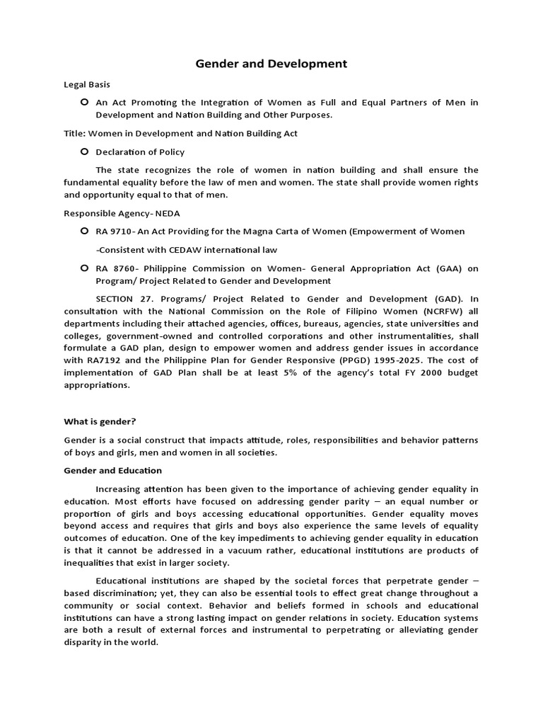 Gender and Development | PDF | Millennials | Gender