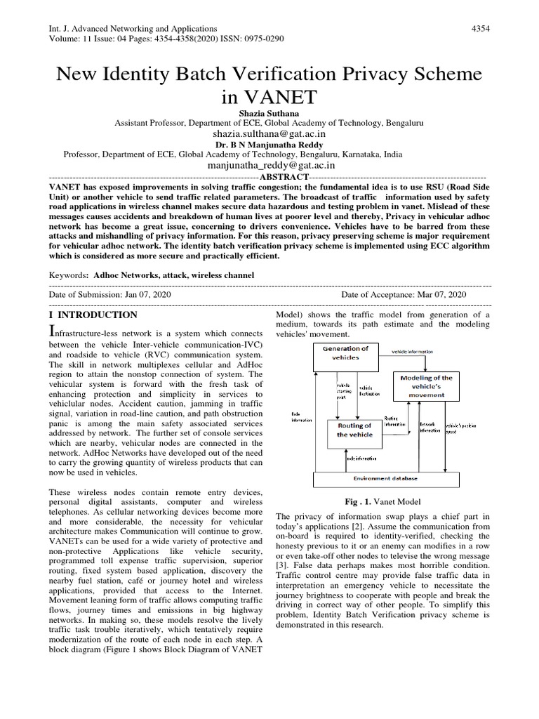 New Identity Batch Verification Privacy Scheme in VANET | PDF | Public Key Cryptography ...