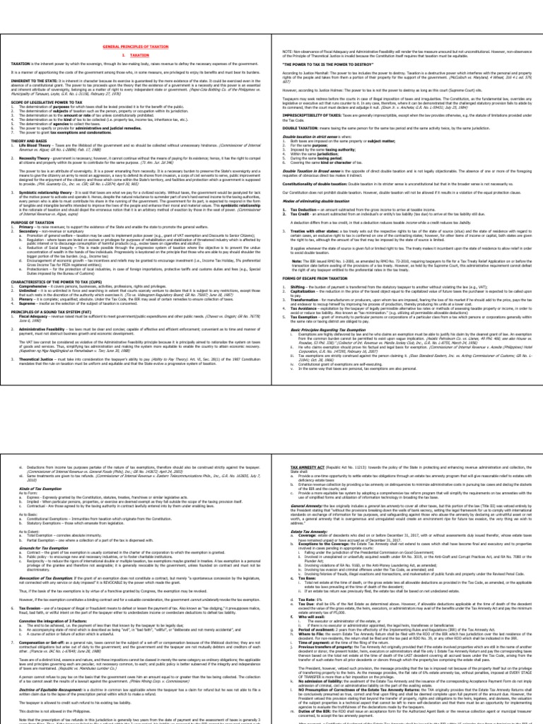 GENERAL PRINCIPLES OF TAXATION 5 Files Merged PDF | PDF | Taxation In ...