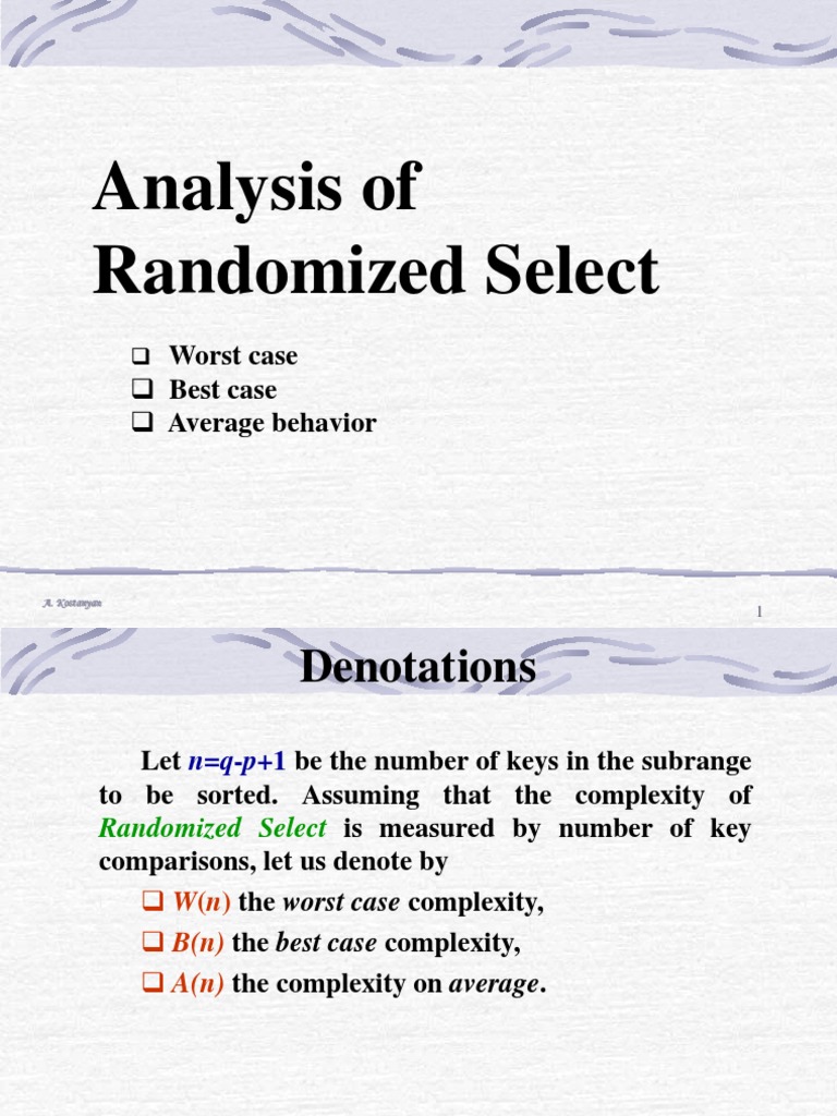 Analysis of Randomized Select | PDF | Mathematical Logic | Analysis Analysis of Randomized Select | PDF | Mathematical Logic | Analysis
