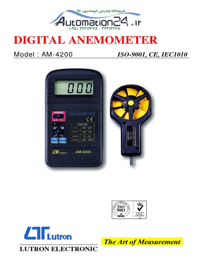 Lutron AM-4200 Digital Anemometer Guide | PDF | Wind Speed | Physical ...