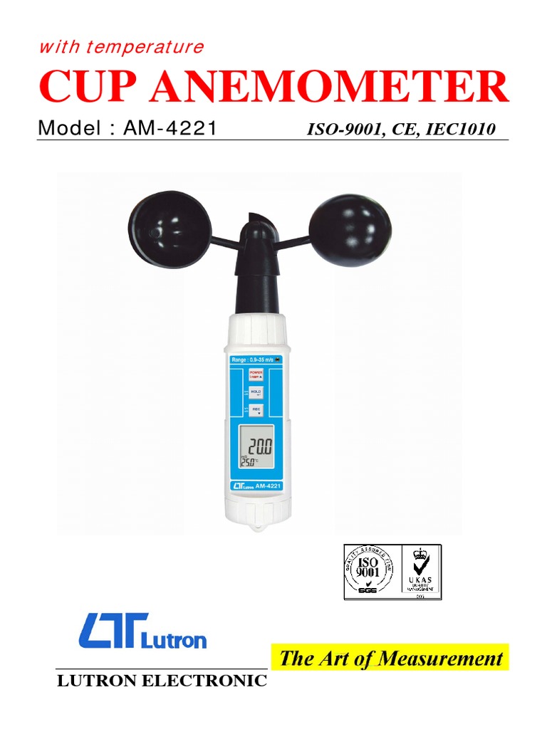 CUP ANEMOMETER Model: AM-4221 | PDF | Wind Speed | Scientific Observation
