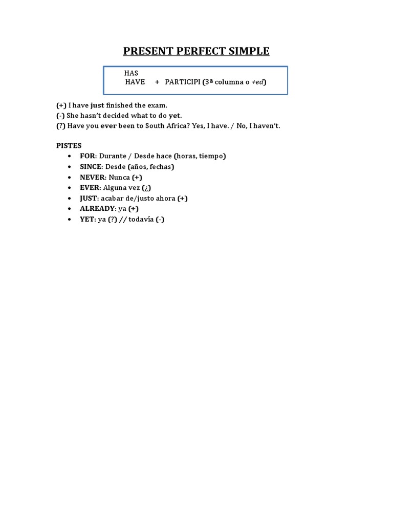 Present Perfect Simple | PDF