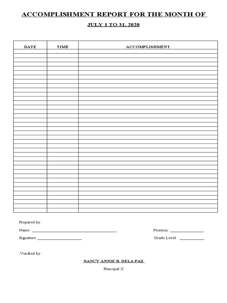ACCOMPLISHMENT REPORT by Month | PDF