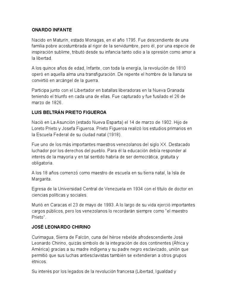 Heroes Afrovenezolanos | PDF | América del Sur | America latina