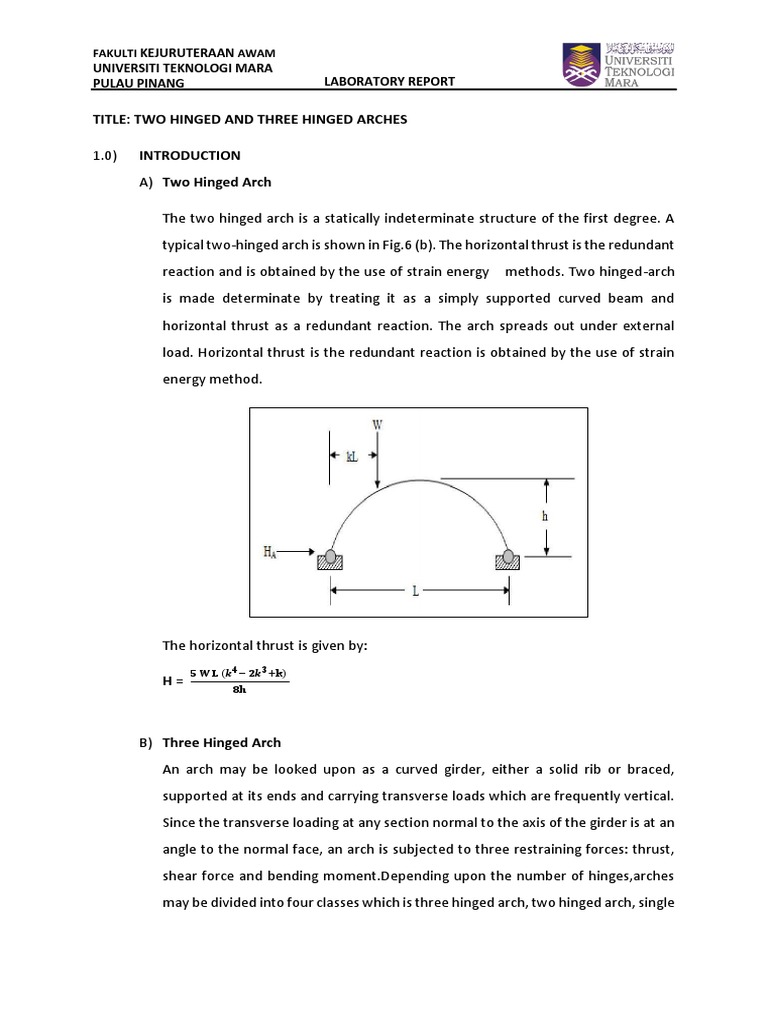 2 and 3 Hinged Arch Report | Download Free PDF | Observational Error | Applied And ...