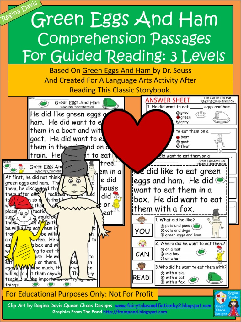 Green Eggs and Ham Comprehension Sheets | PDF