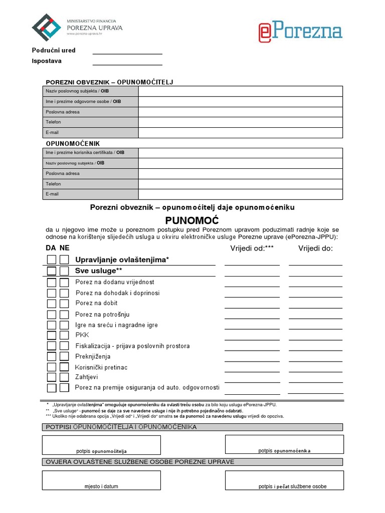 Obrazac Punomoci 2017 Zakljucan | PDF