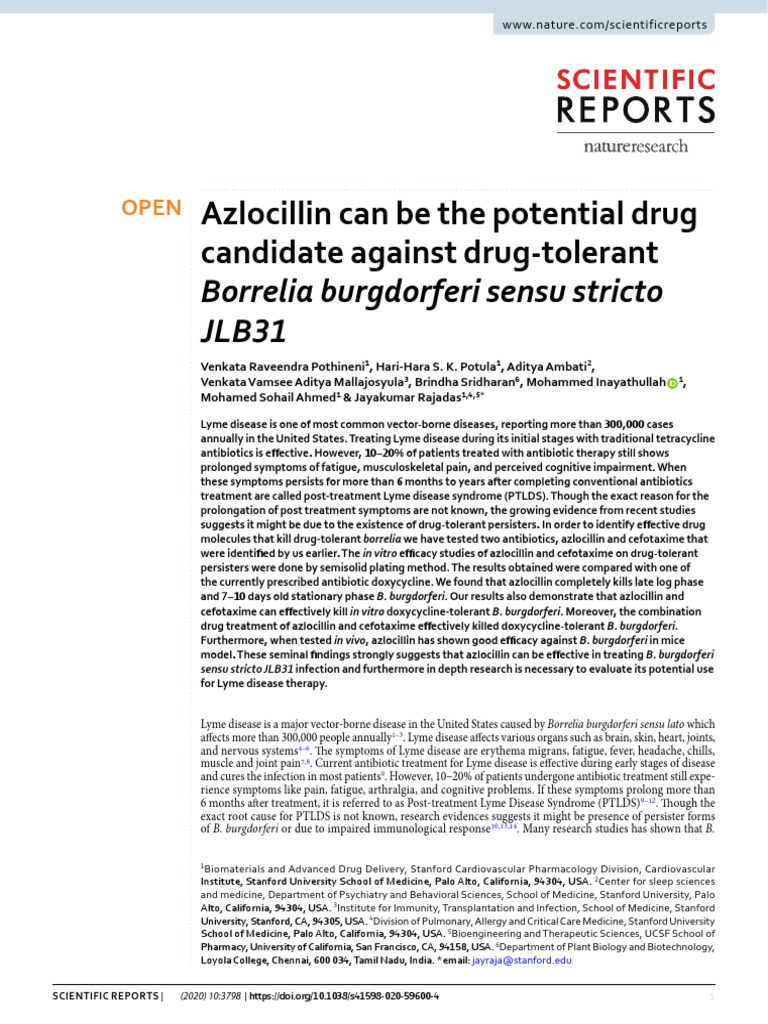 Azlocillin Can Be The Potential Drug Candidate Against Drug-Tolerant ...