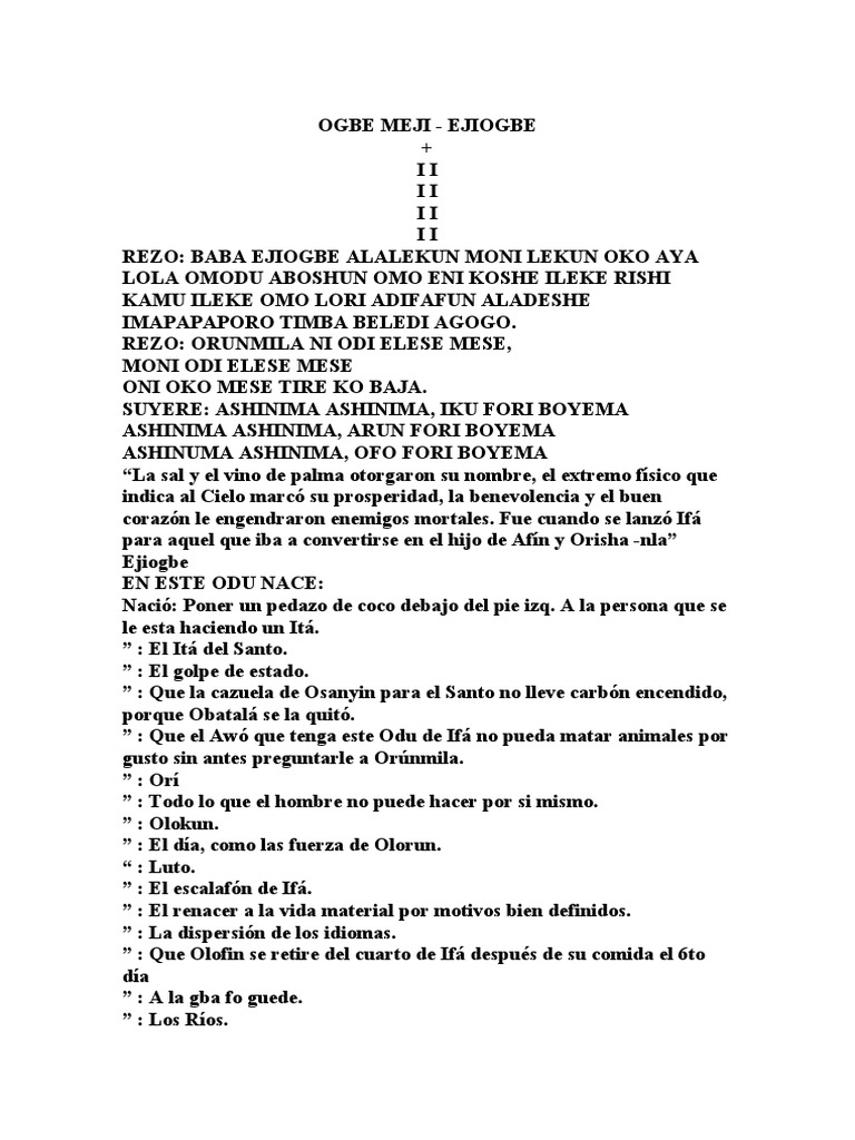 Tratado de Ogbe Meji Por Ogunda Osa | PDF | Yin y yang | Religión y ...