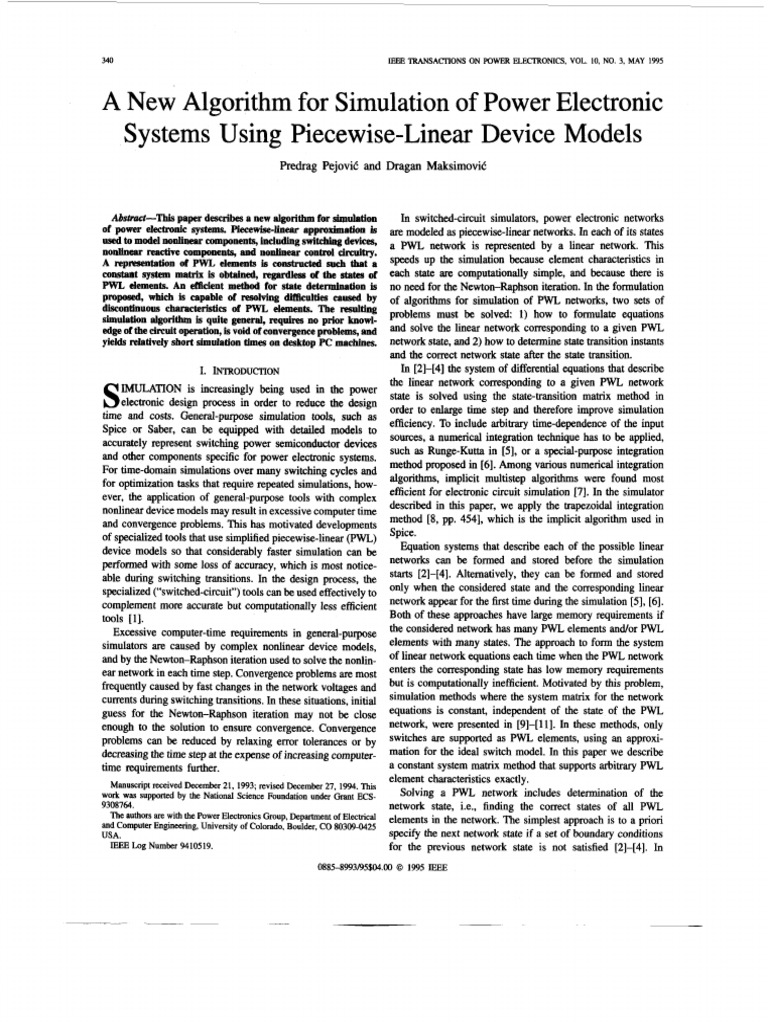 A New Algorithm For Simulation of Power Electronic Systems Using ...