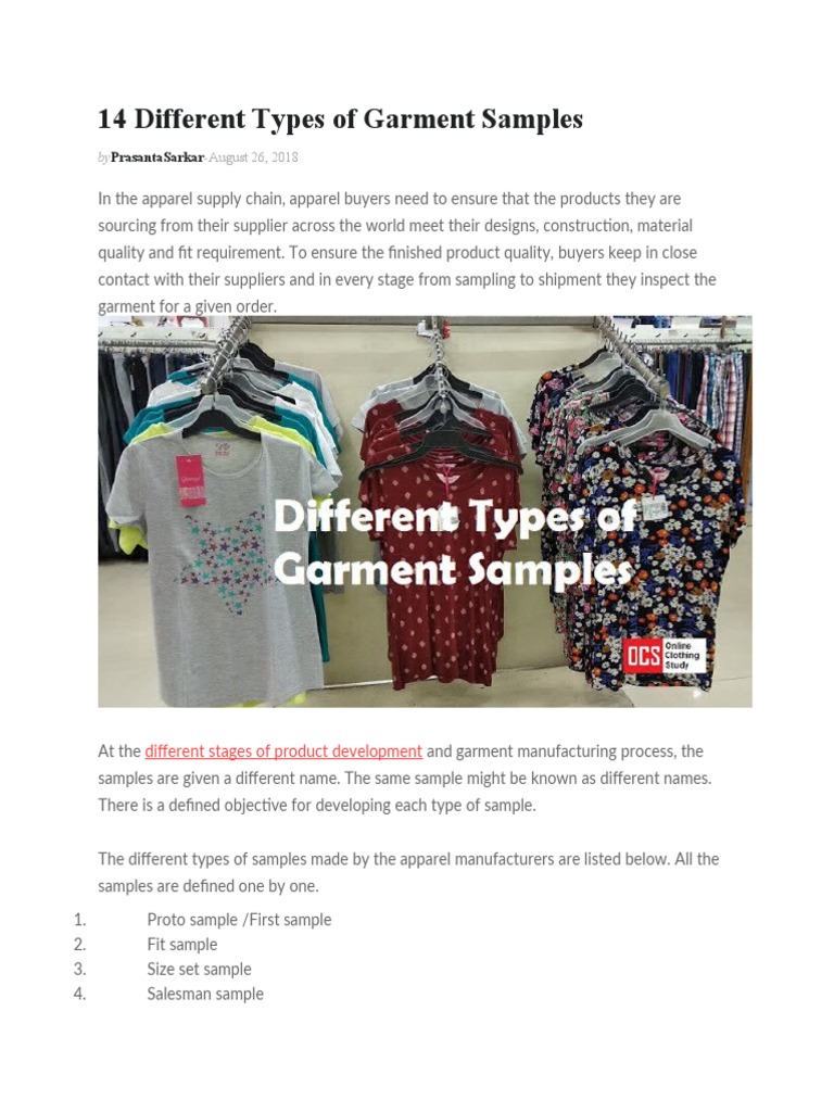 14 Different Types of Garment Samples | PDF | Business