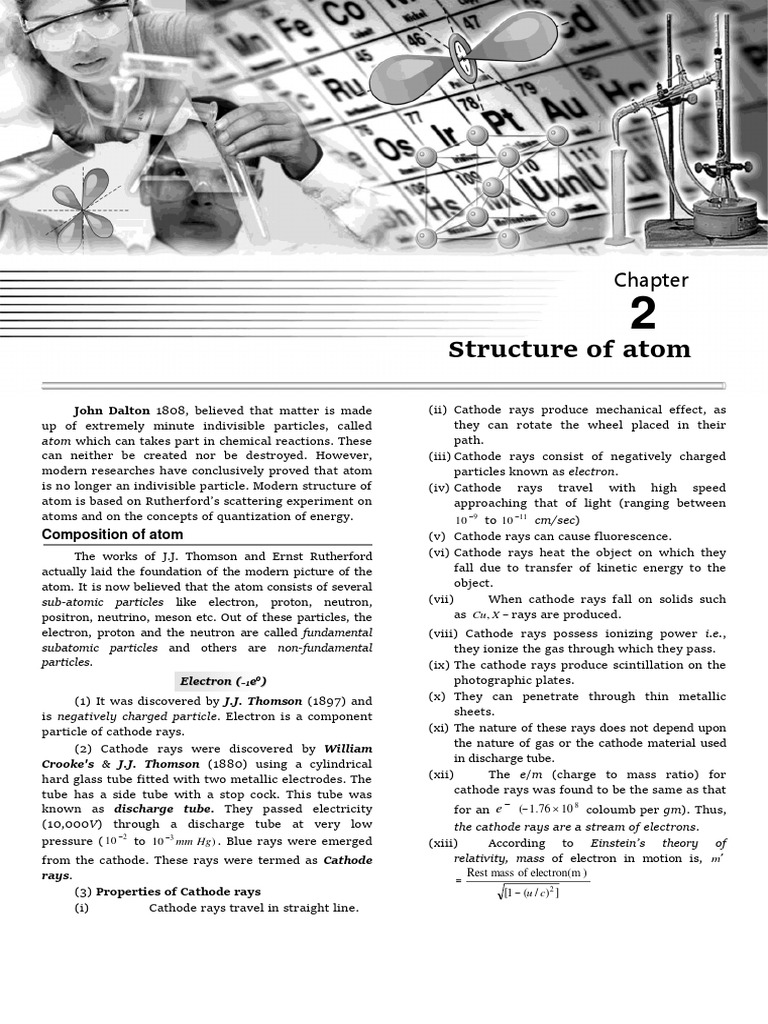 11th Atomic Structure Notes PDF | PDF | Emission Spectrum | Atoms
