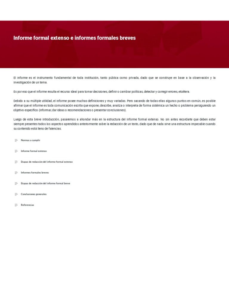 Informe Formal Extenso e Informes Formales Breves: Normas A Cumplir | PDF | Información | Autor