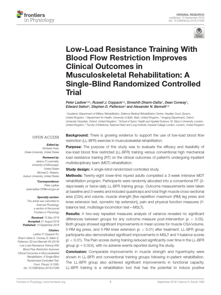 Ladlow Et Al. 2018 PDF | PDF | Physical Therapy | Strength Training