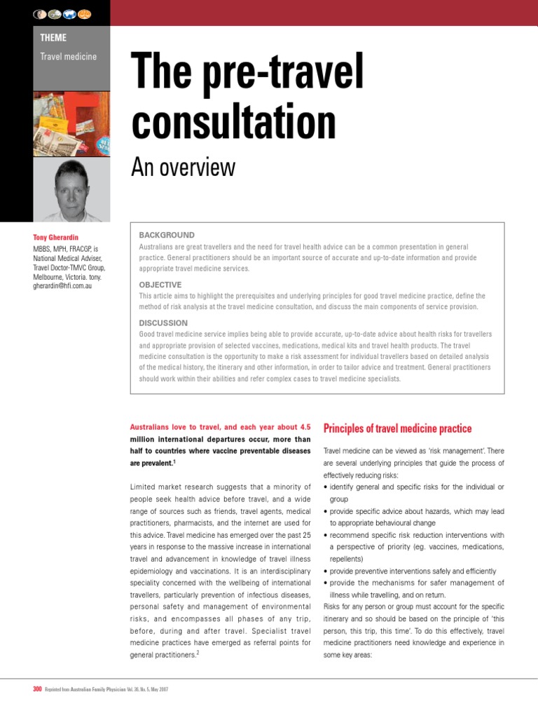 The Pre-Travel Consultation: An Overview | PDF | Vaccines | Medicine