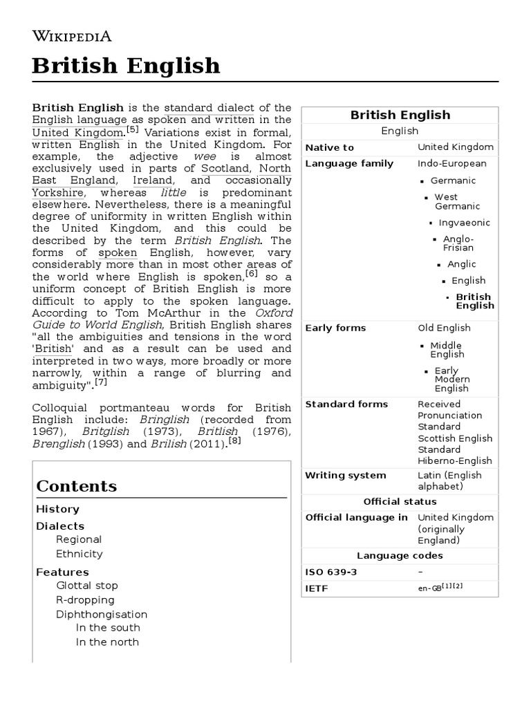British English PDF | PDF | Language Varieties And Styles | Dialectology