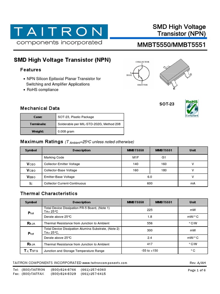 SMD High Voltage Transistor (NPN) | PDF | Bipolar Junction Transistor ...