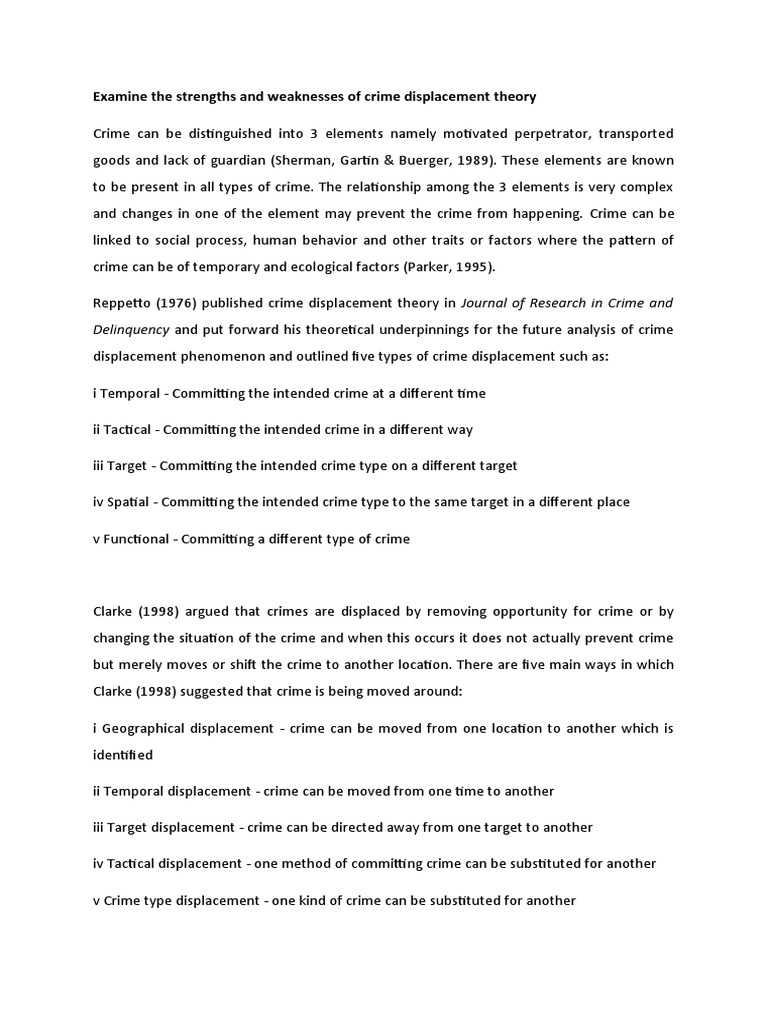 Evaluating Crime Displacement Theory | PDF | Crime Prevention ...