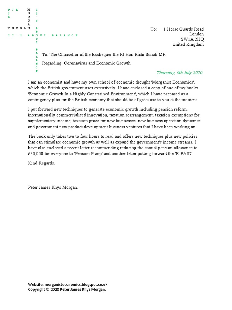 Scribd Letter To The Chancellor of The Exchequer Regarding Economic ...