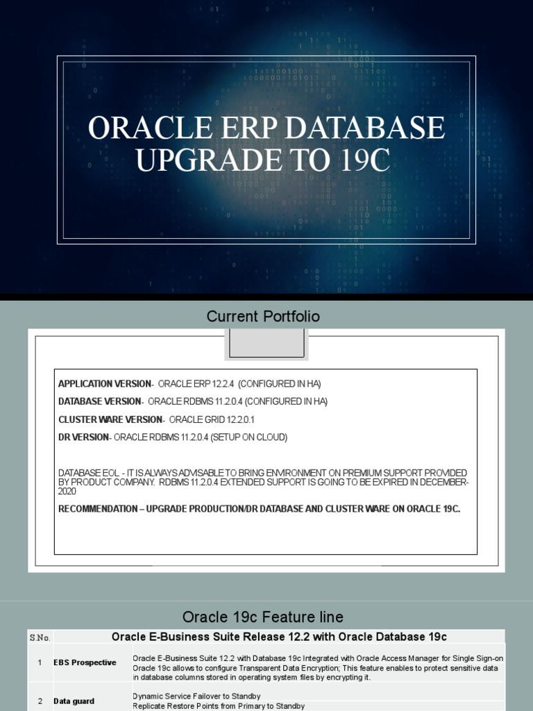 Oracle ERP Database Upgrade To 19c - Benefits | PDF | Relational Database | Databases