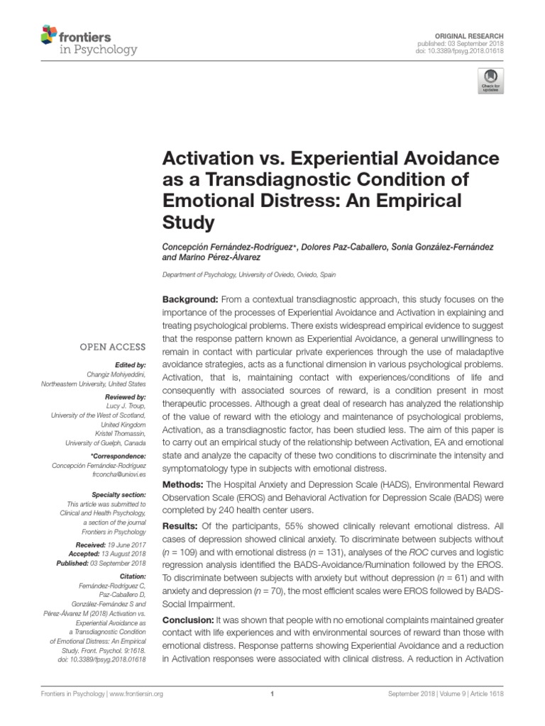 Activation Vs Experiential Avoidance As A Transdia PDF | PDF | Receiver ...