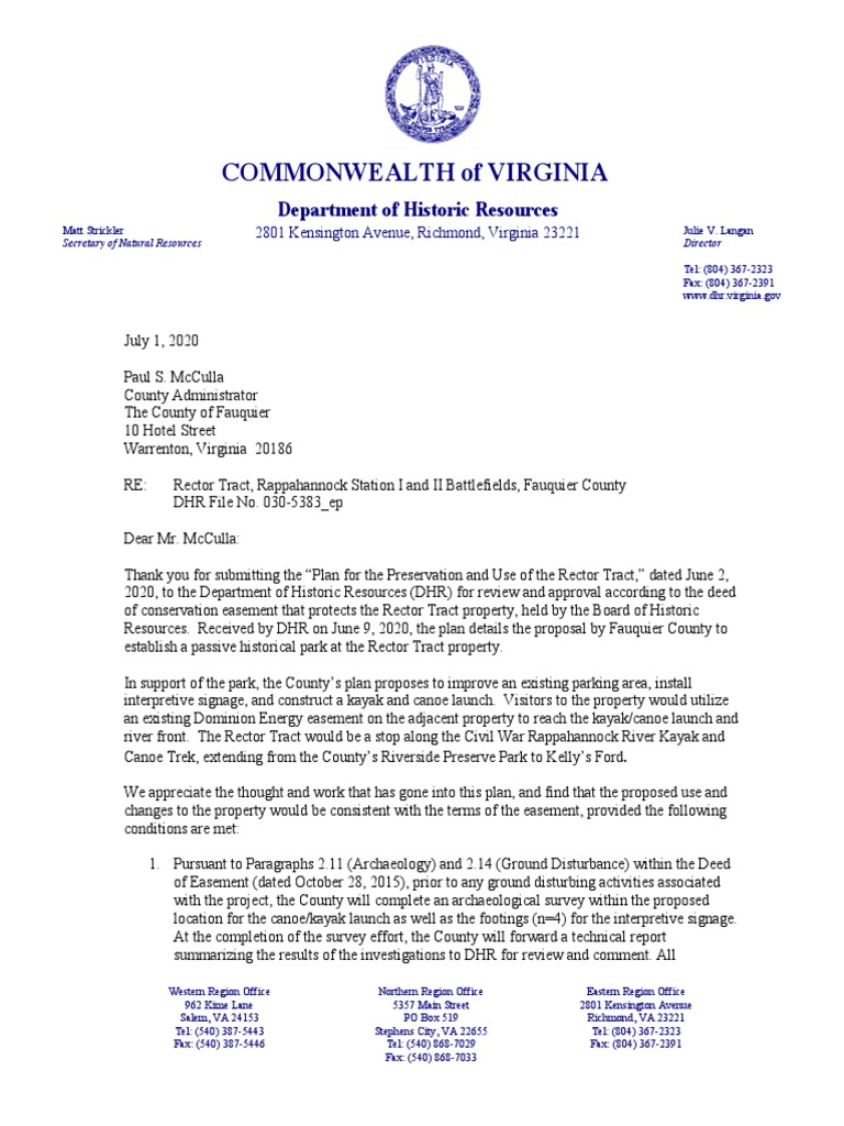 DHR To Fauquier - Rector Tract Proposal.070120 | PDF