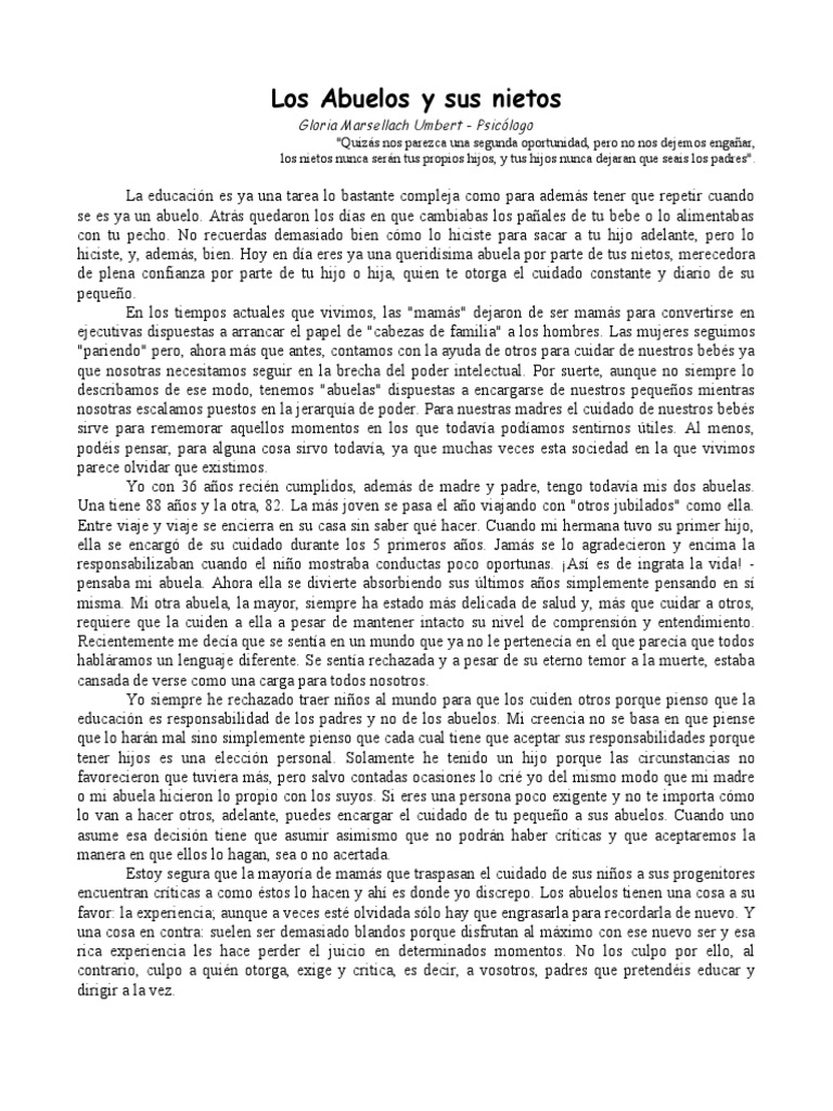 Abuelos: Cuidado y Responsabilidades | PDF | Autoestima | Vejez
