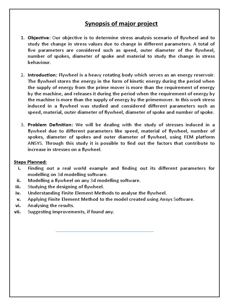 Synopsis of Major Project: Steps Planned: I. Ii. Iii. Iv. v. Vi. VII | PDF