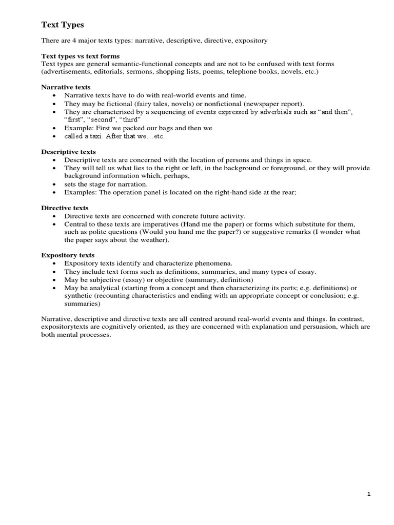 Text Types Vs Text Forms | PDF