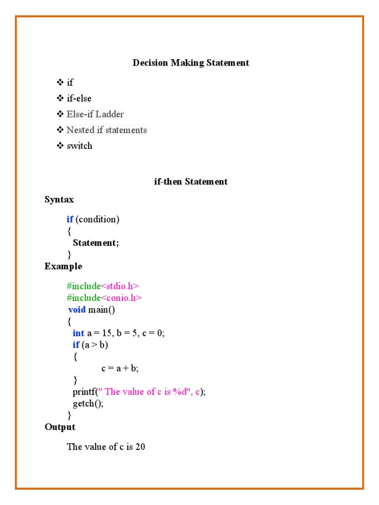 Decision Making Statement | PDF | Control Flow | Software Engineering