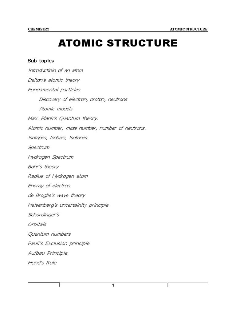 Atomic Structure | PDF | Atoms | Proton