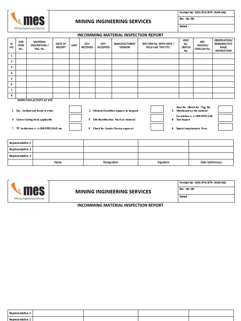 Imir - Incomming Material Inspection Report | PDF | Business Process ...
