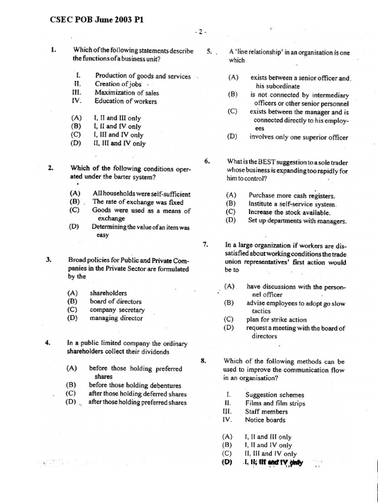 CSEC POB June 2003 P1 | PDF | Excise | Taxation
