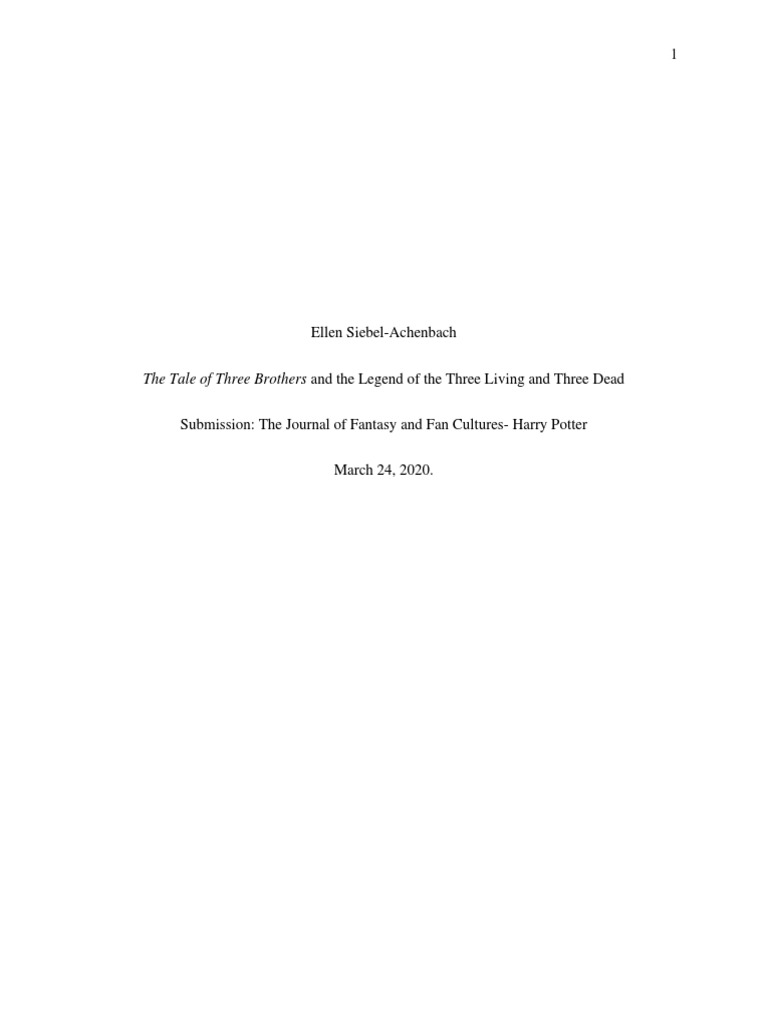 The Tale of Three Brothers Explained | PDF | History