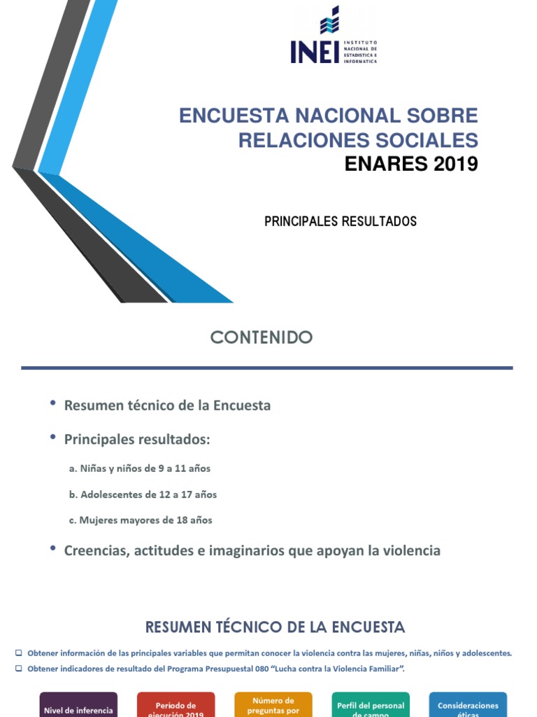 INEI Presentacion Enares 2019 | PDF | Comportamiento problemático | Violencia