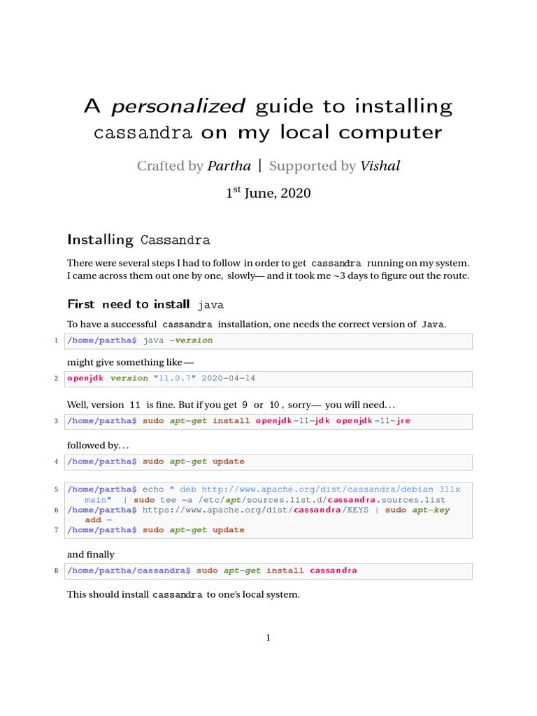 A Personalized Guide To Installing Cassandra On My Local Computer Pdf Data Management
