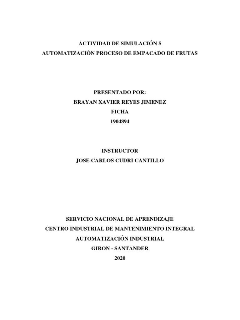 Ejercicios Automatización - Brayan Yaaaaaaaaaaaaaa Hoy | PDF | Controlador lógico programable ...