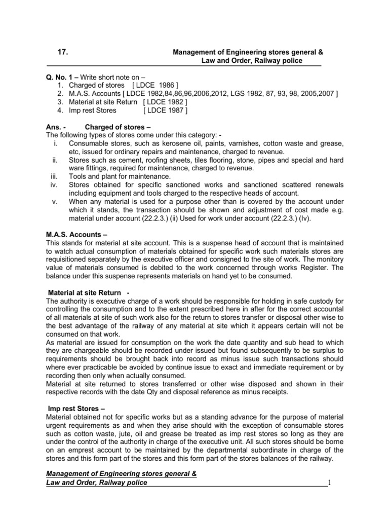 Management of Engineering Stores General | PDF | Business | Economies