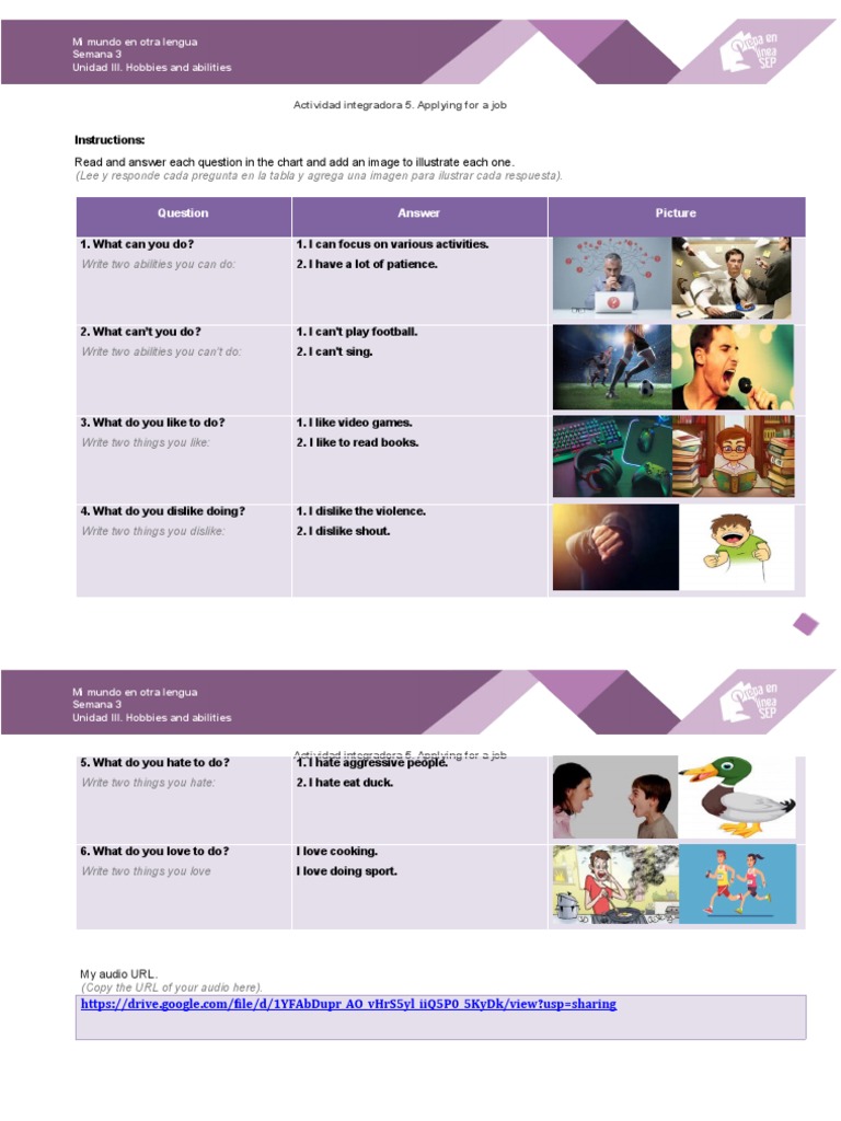 Read and Answer Each Question in The Chart and Add An Image To ...