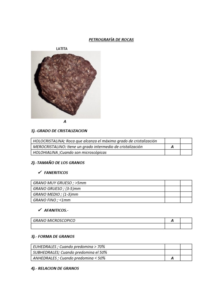 Características Petrográficas de Latita | PDF | Minerales | Mineralogía