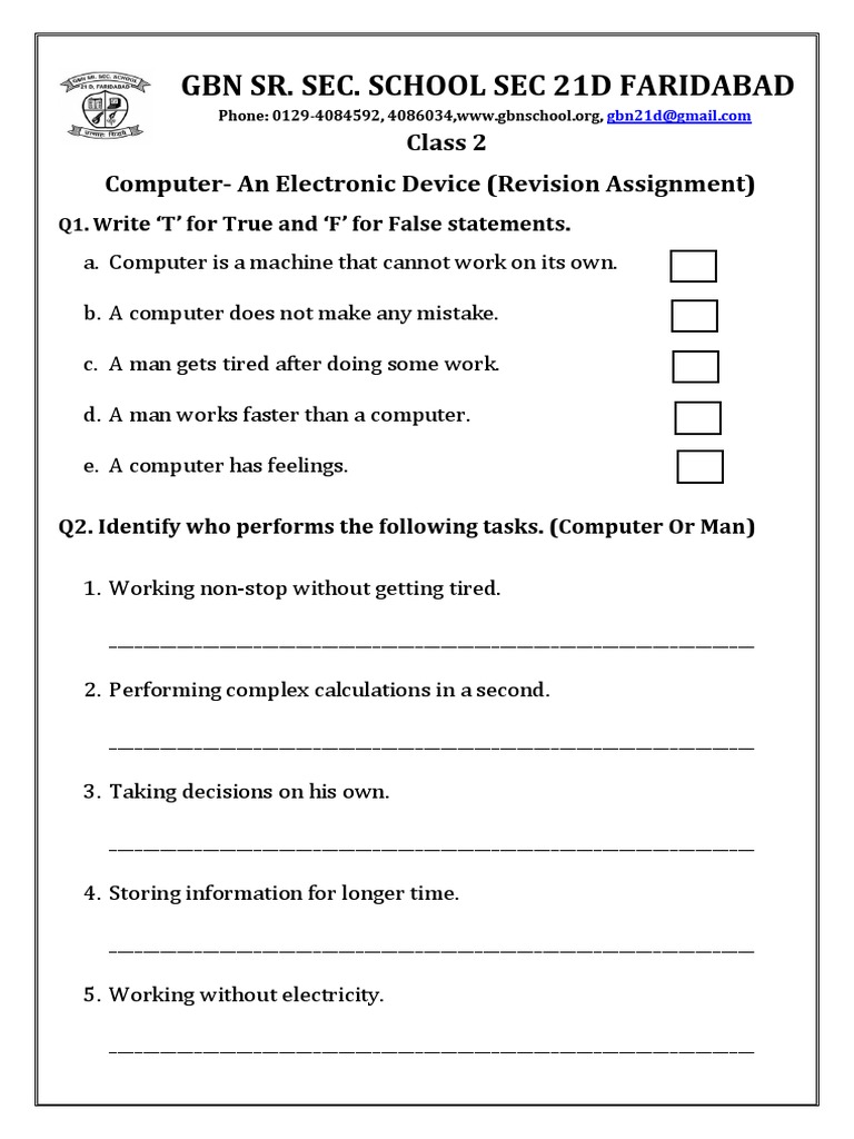 CLASS 2 COMPUTER-An Electronic Device | PDF
